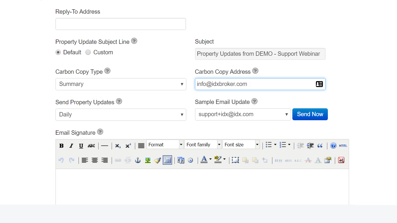 IDX Broker Platinum And IDX Broker Lite Carbon Copy Email Adresses